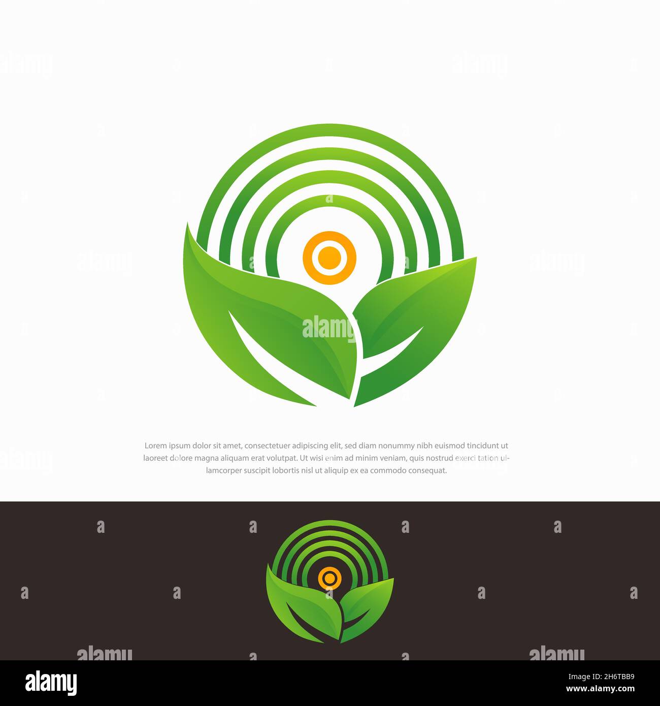 Leaf and sun in circle, farmer's product emblem, natural organic logo ...