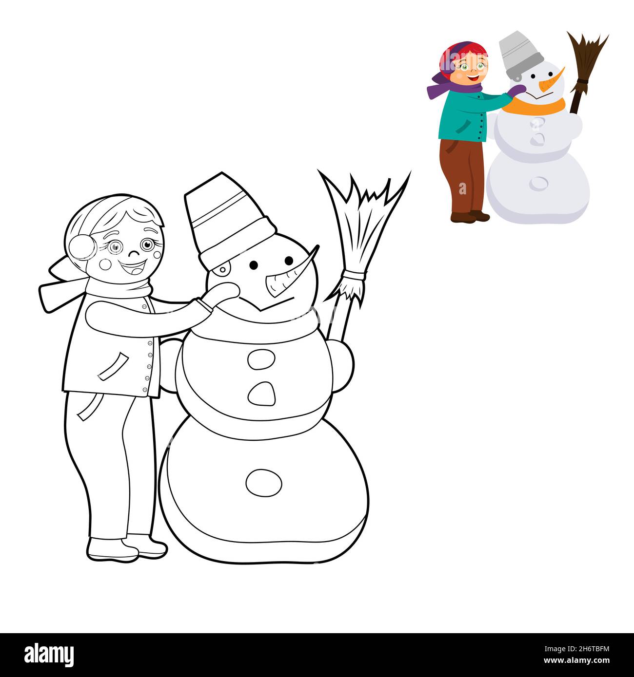 Building A Snowman Clipart Black And White