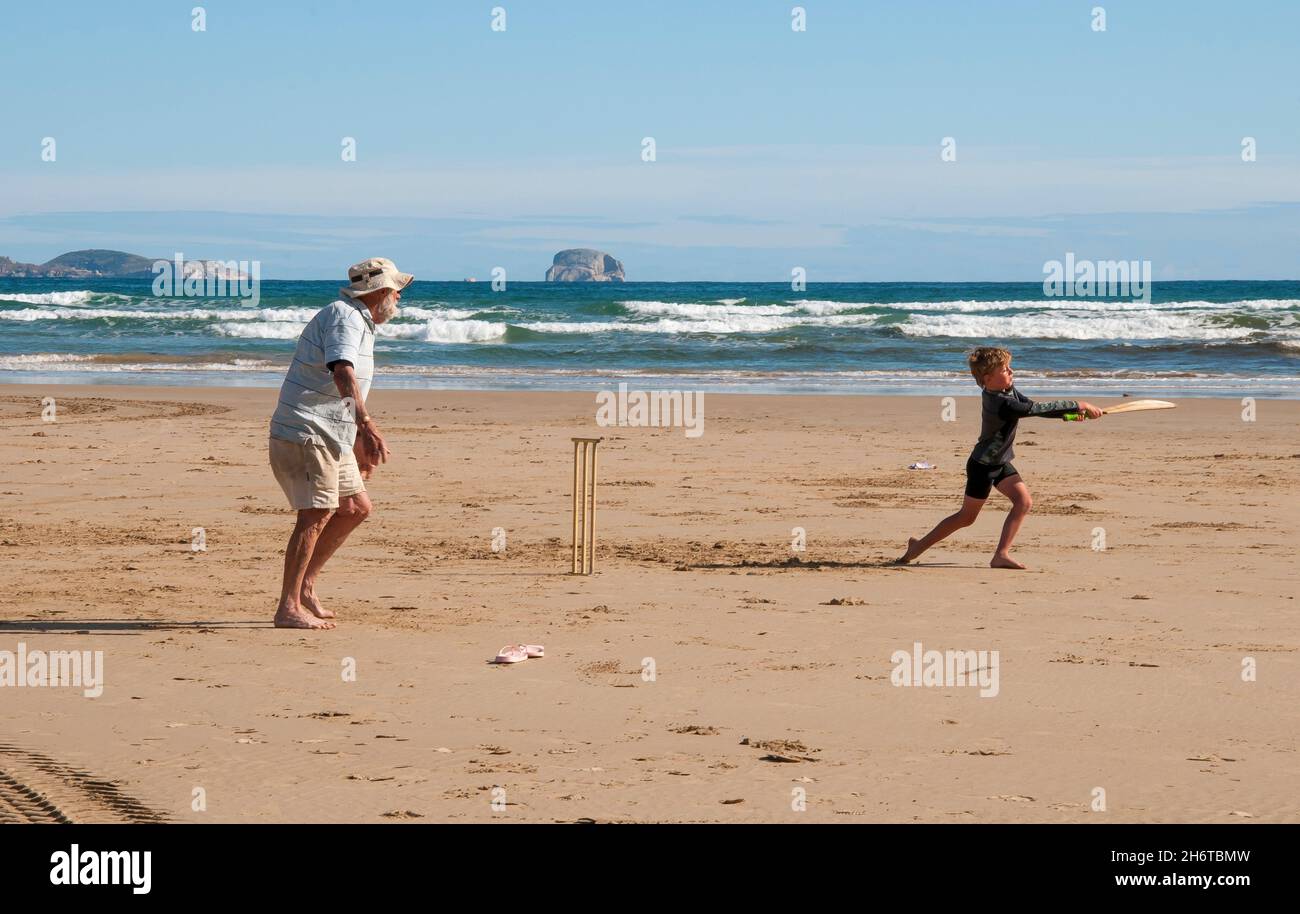 Beach cricket game at Norman Bay, Wilsons Promontory National Park ...