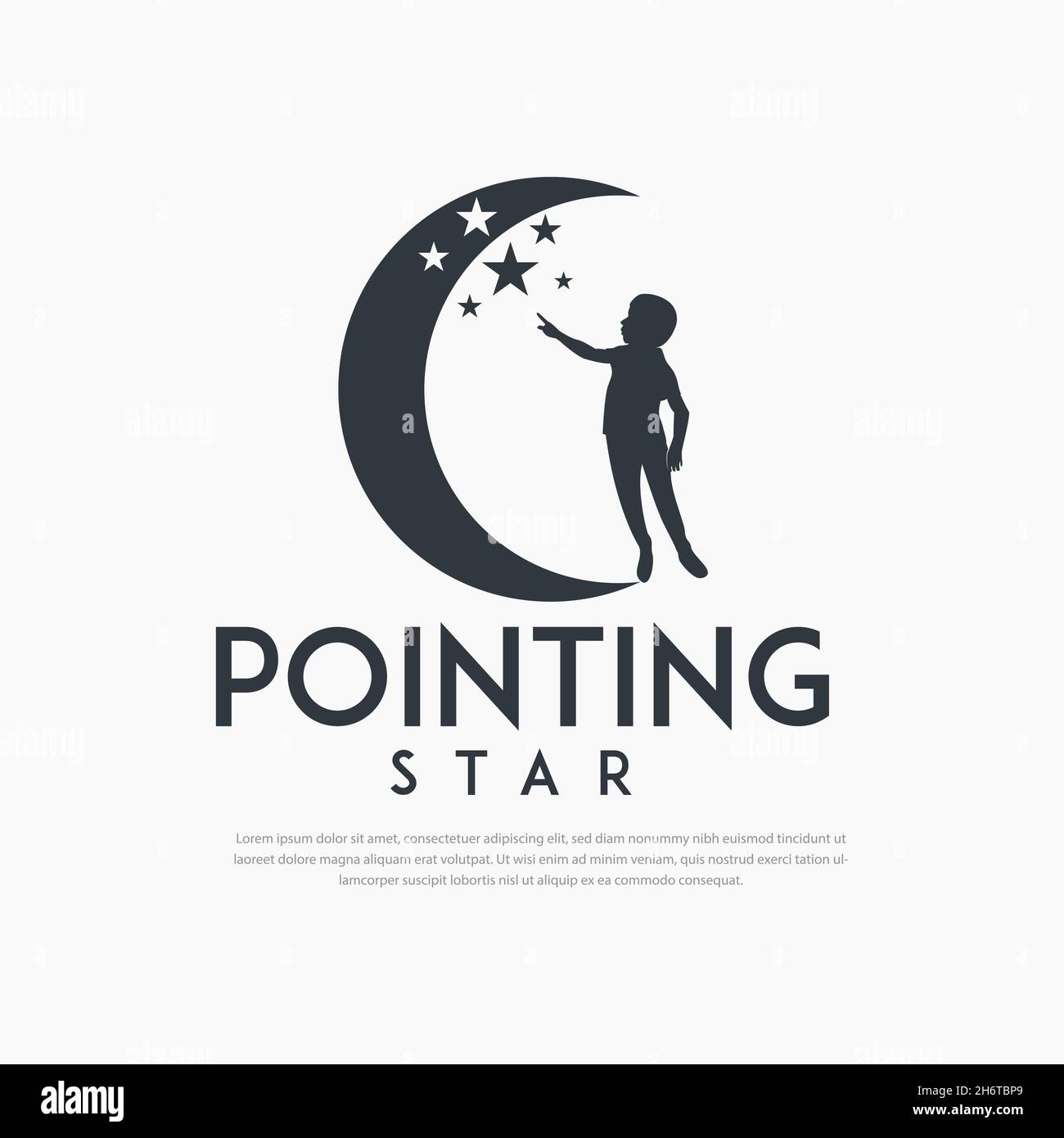 little boy pointing star logo vector illustration Stock Vector Image ...