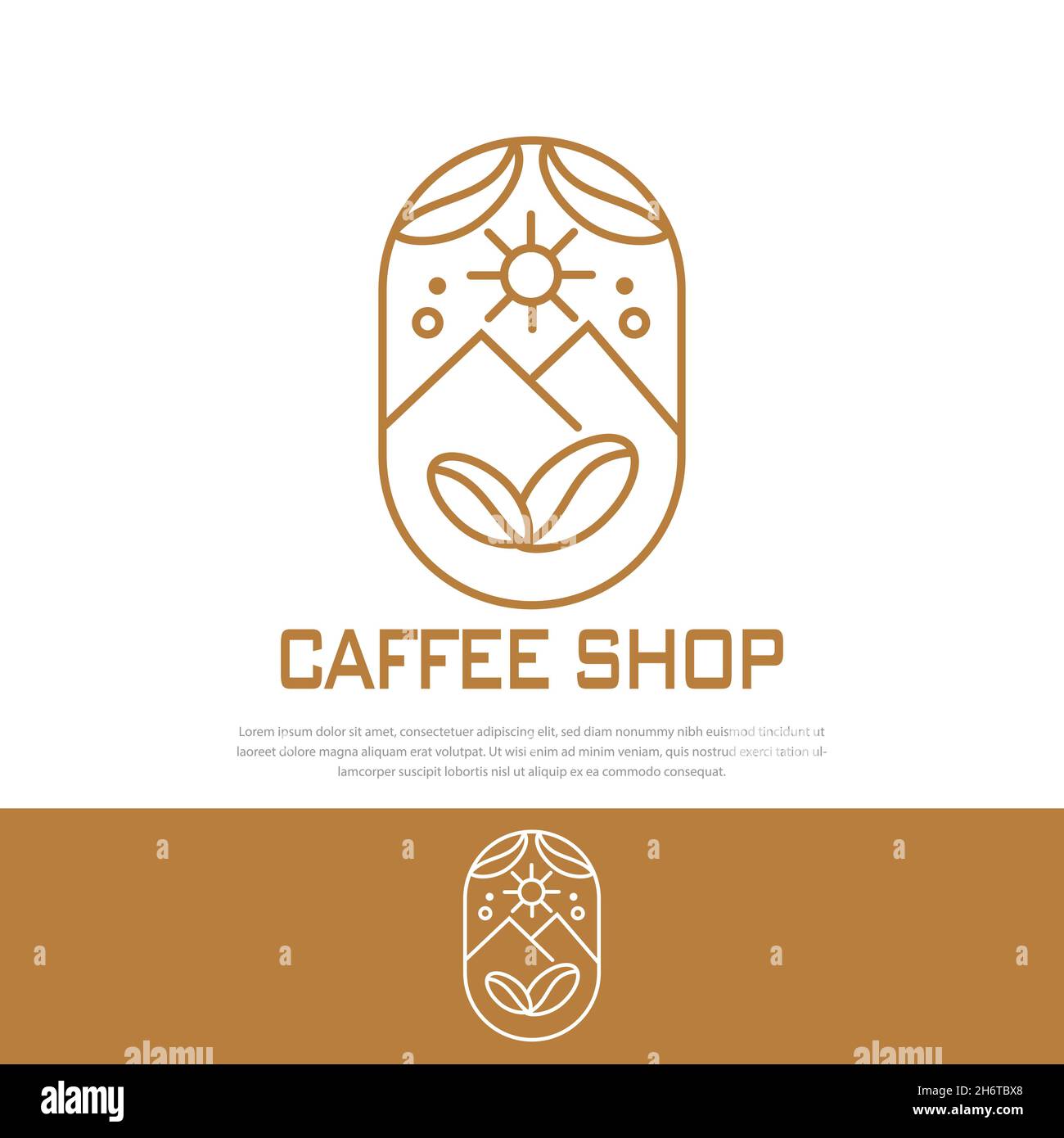 Coffee logo with classic lines luxury design bright mountain background ...