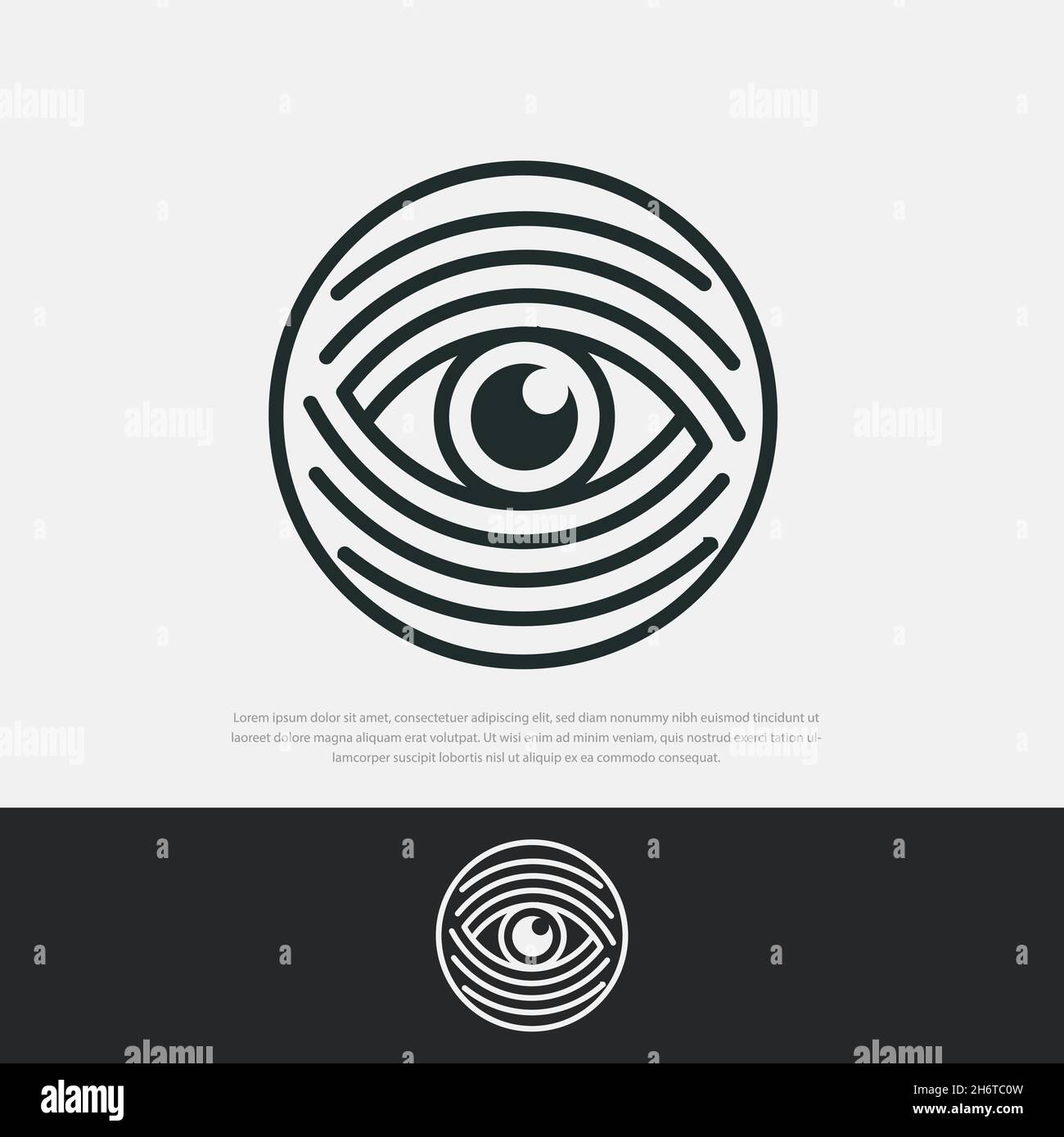 Eye fingerprint logo inside.security icon,dotted line identification ...