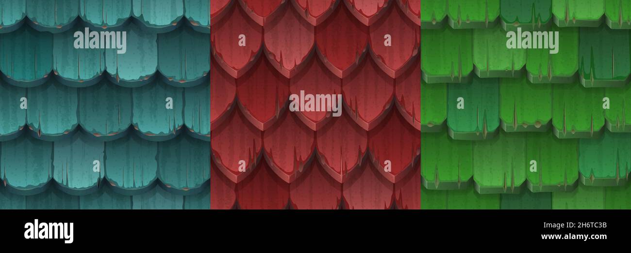 Old roof tile textures, traditional house cover with color wooden tiles ...