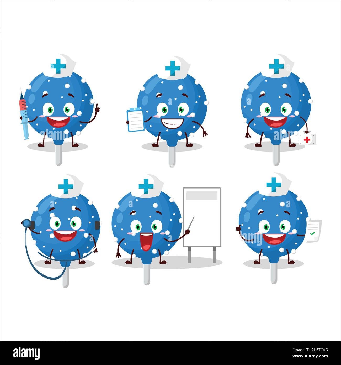 Doctor profession emoticon with snowflake blue candy cartoon character ...