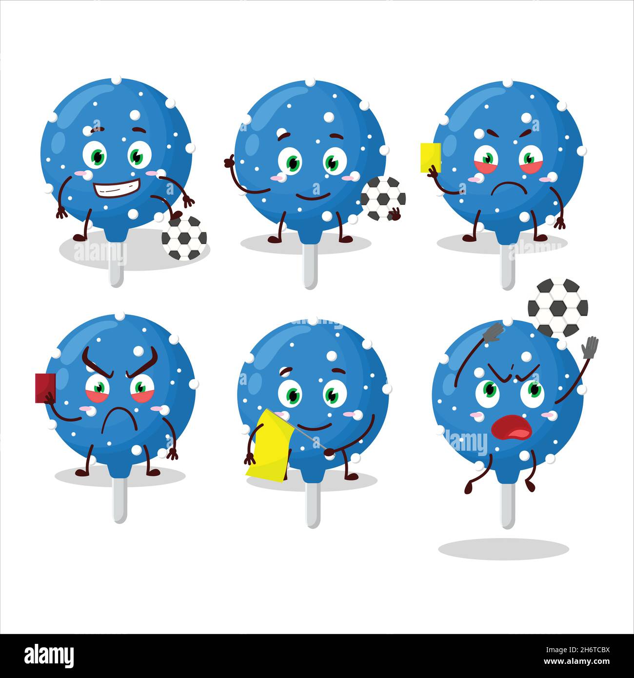 Snowflake blue candy cartoon character working as a Football referee ...