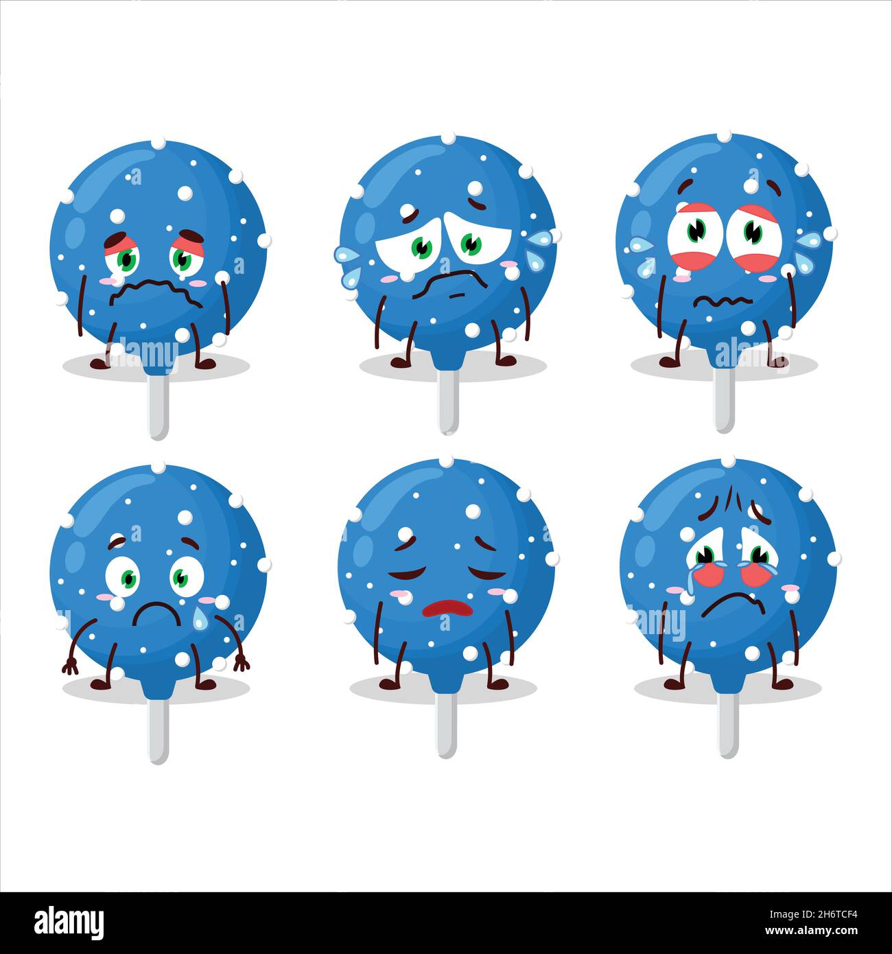 Snowflake blue candy cartoon character with sad expression. Vector ...