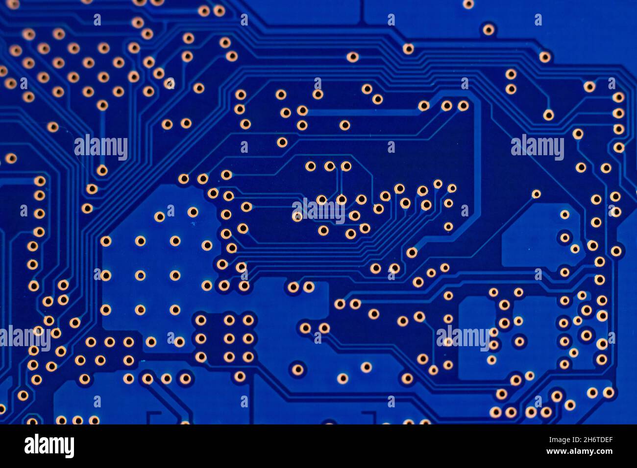 Blue circuit board background. Close-up of electronic circuit board ...