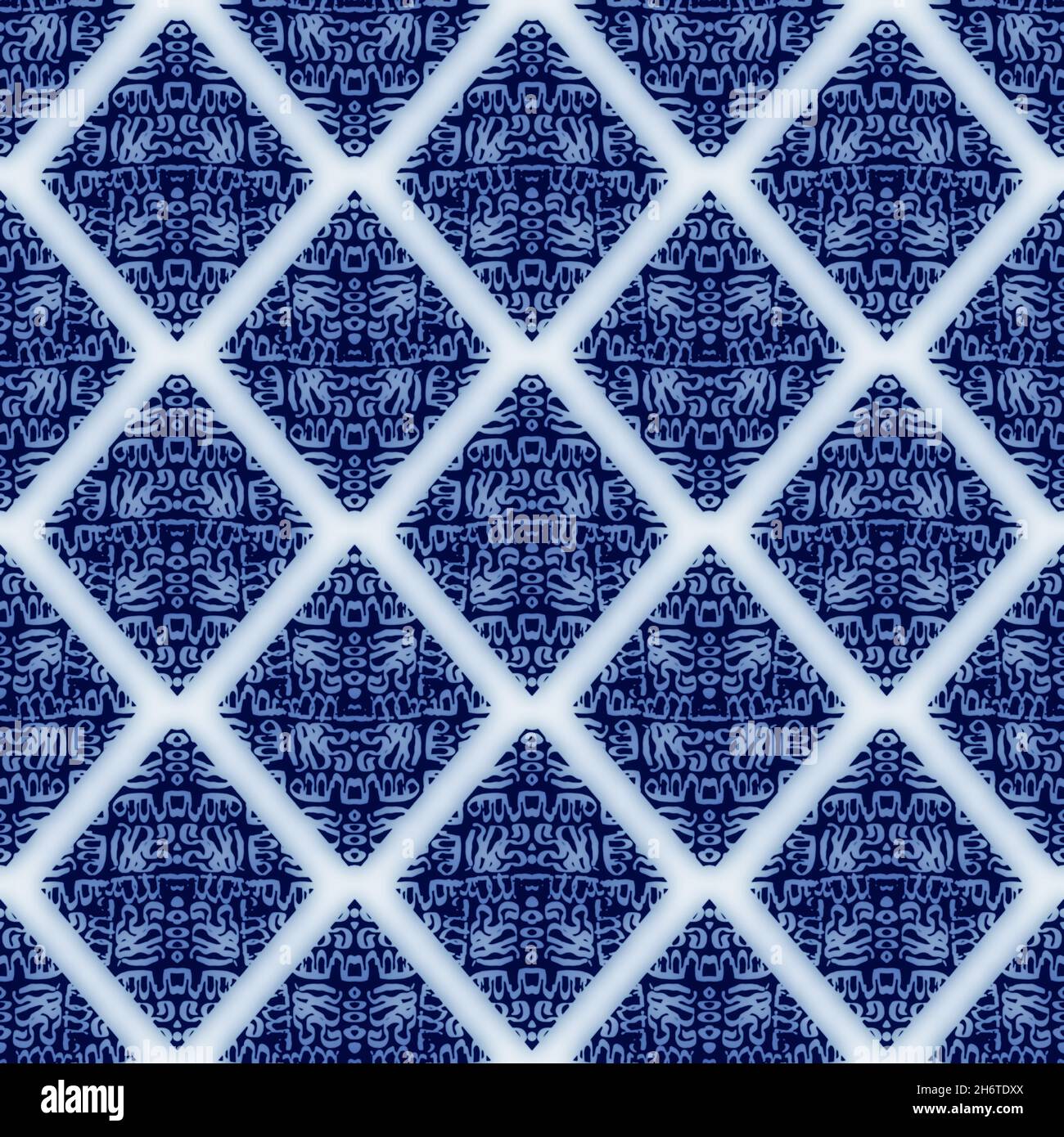 Seamless blue and white ceramic tile ornate damask pattern for surface ...