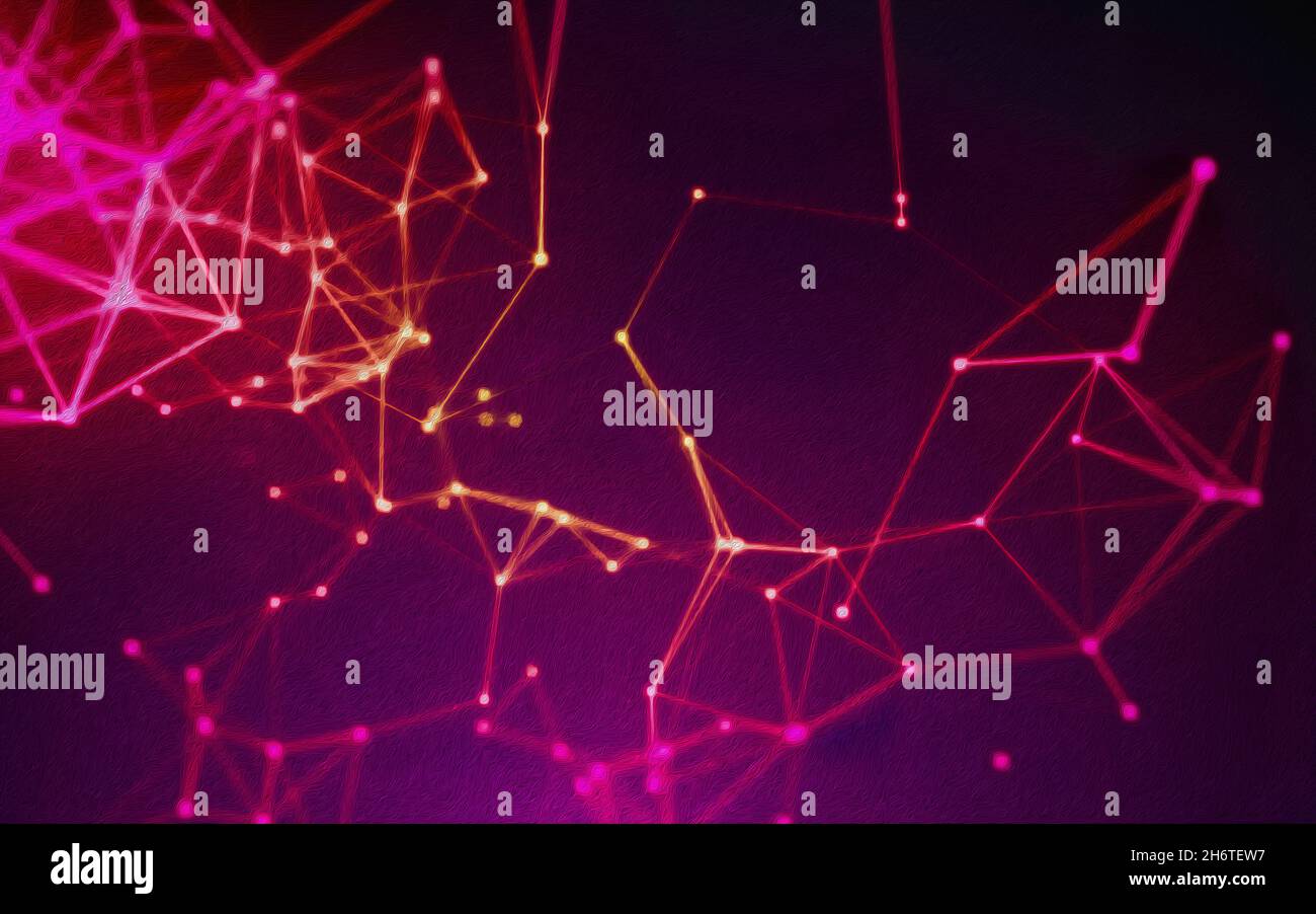 Abstract Science Background With Particles And Plexus Connected Lines Network Connection Plexus