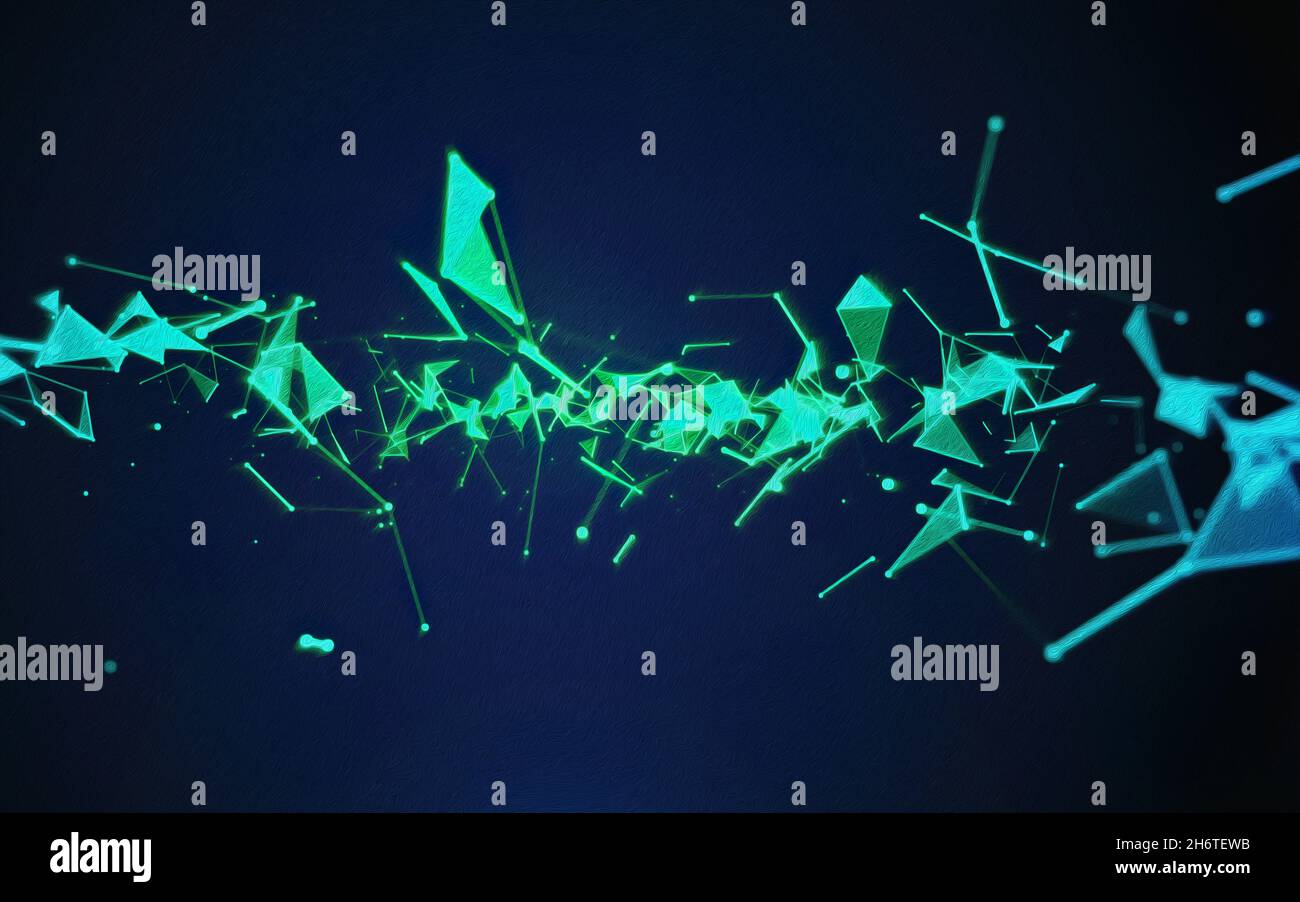 Abstract Science Background With Particles And Plexus Connected Lines Network Connection Plexus