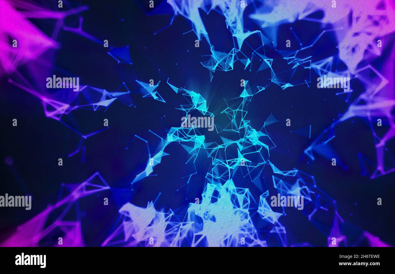 Abstract Science Background With Particles And Plexus Connected Lines Network Connection Plexus