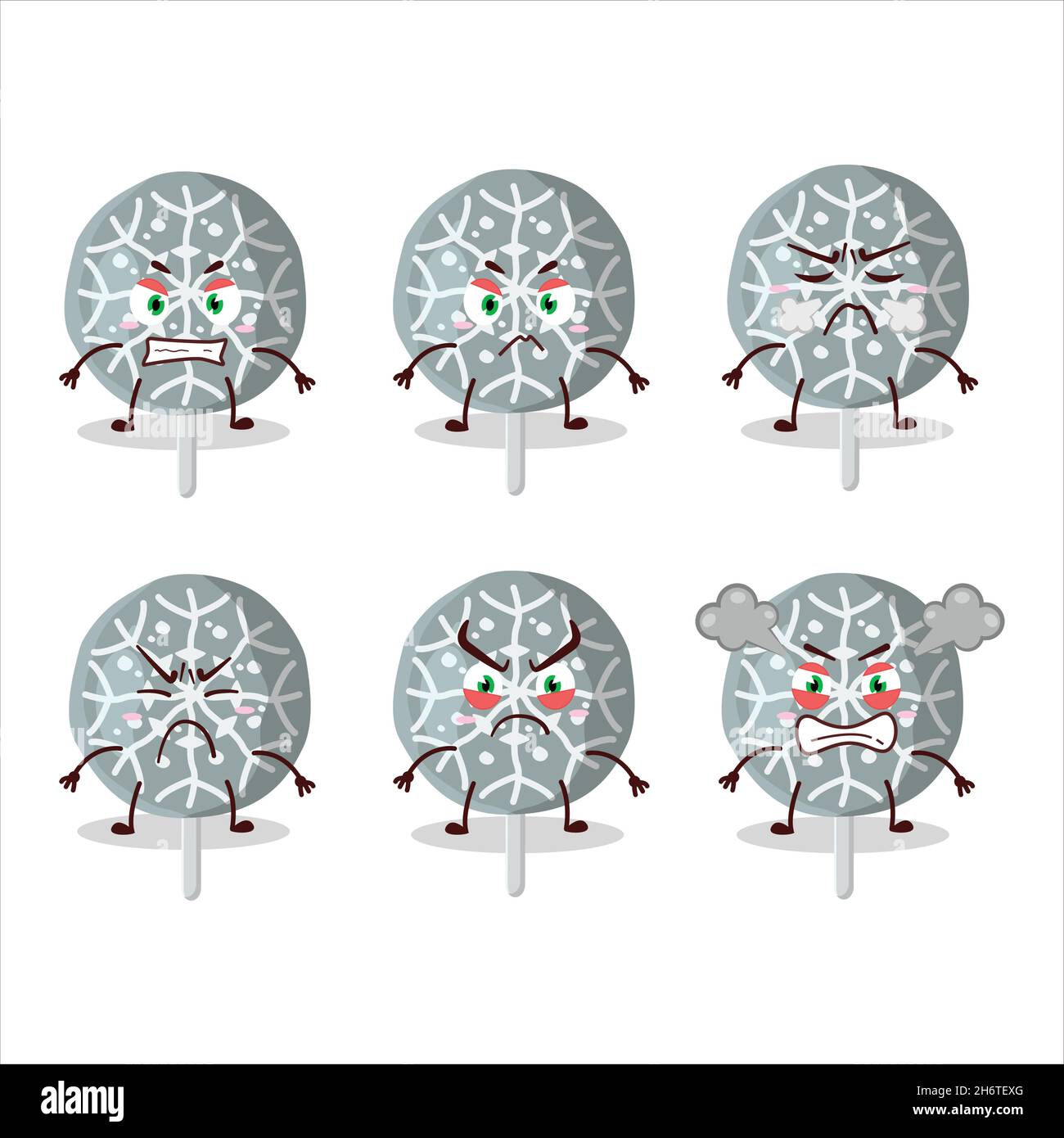 Snowflake cookies candy cartoon character with various angry ...