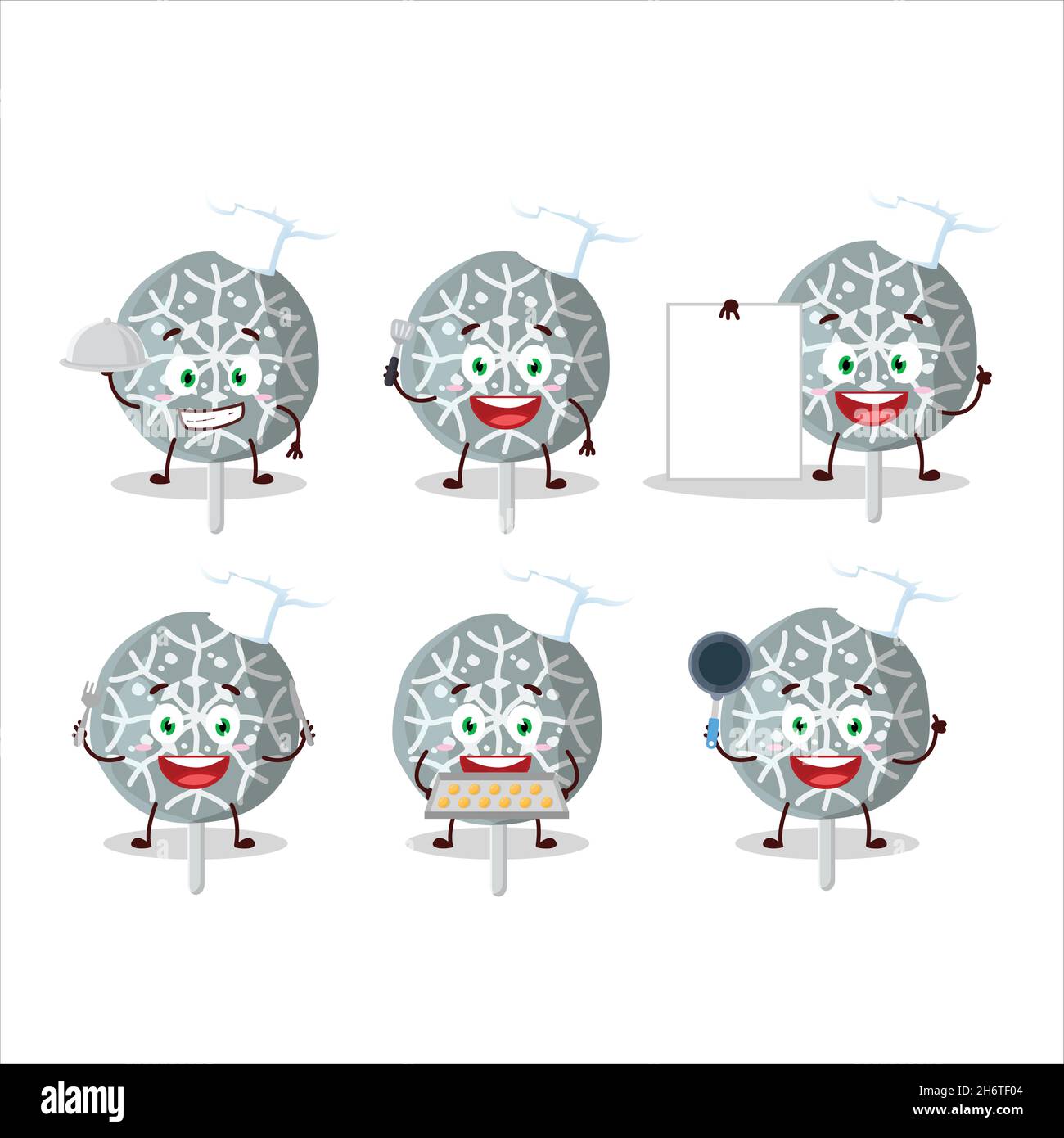 Cartoon character of snowflake cookies candy with various chef ...