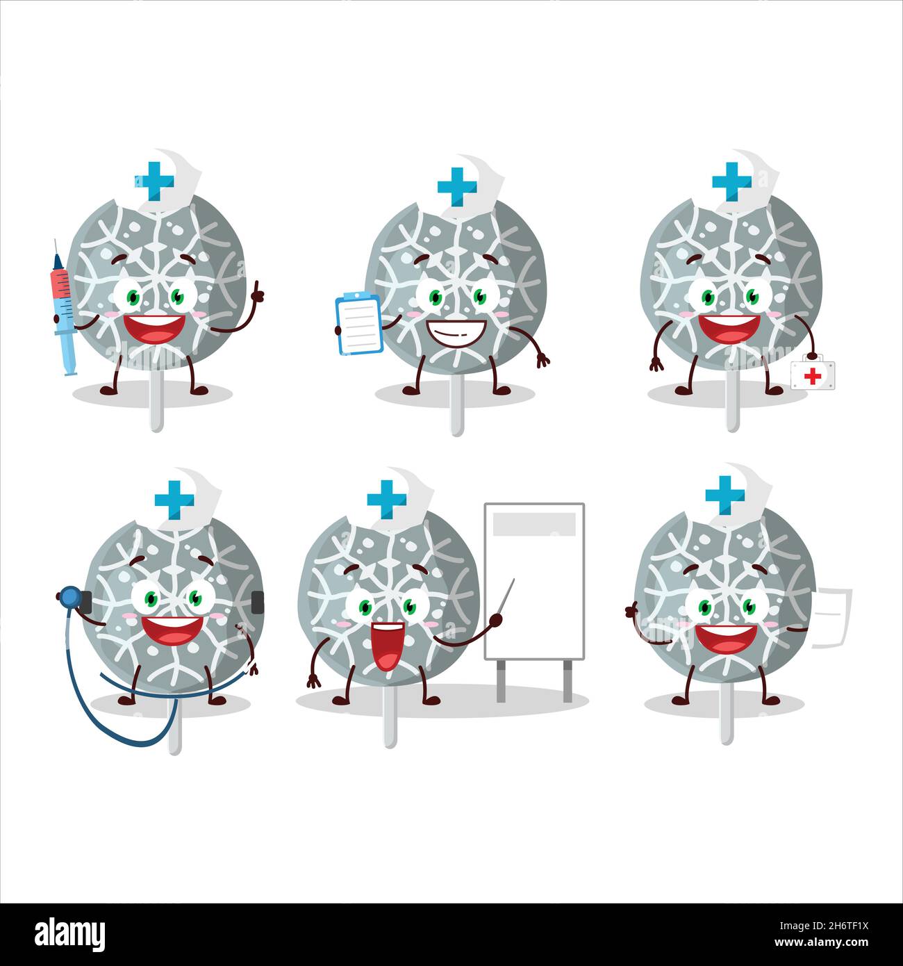 Doctor profession emoticon with snowflake cookies candy cartoon ...