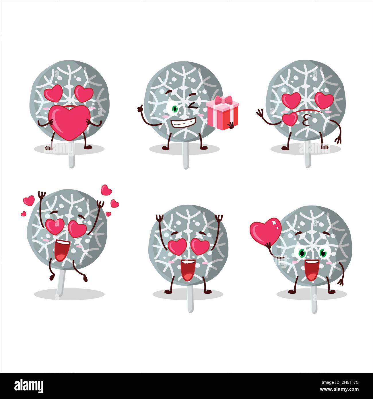 Snowflake cookies candy cartoon character with love cute emoticon ...
