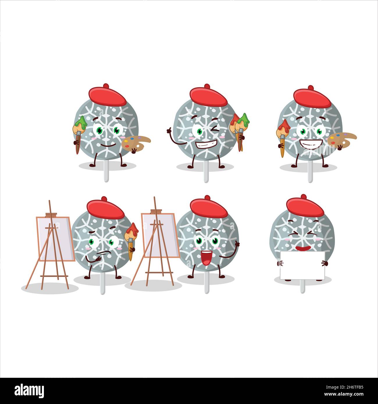 Artistic Artist of snowflake cookies candy cartoon character painting ...