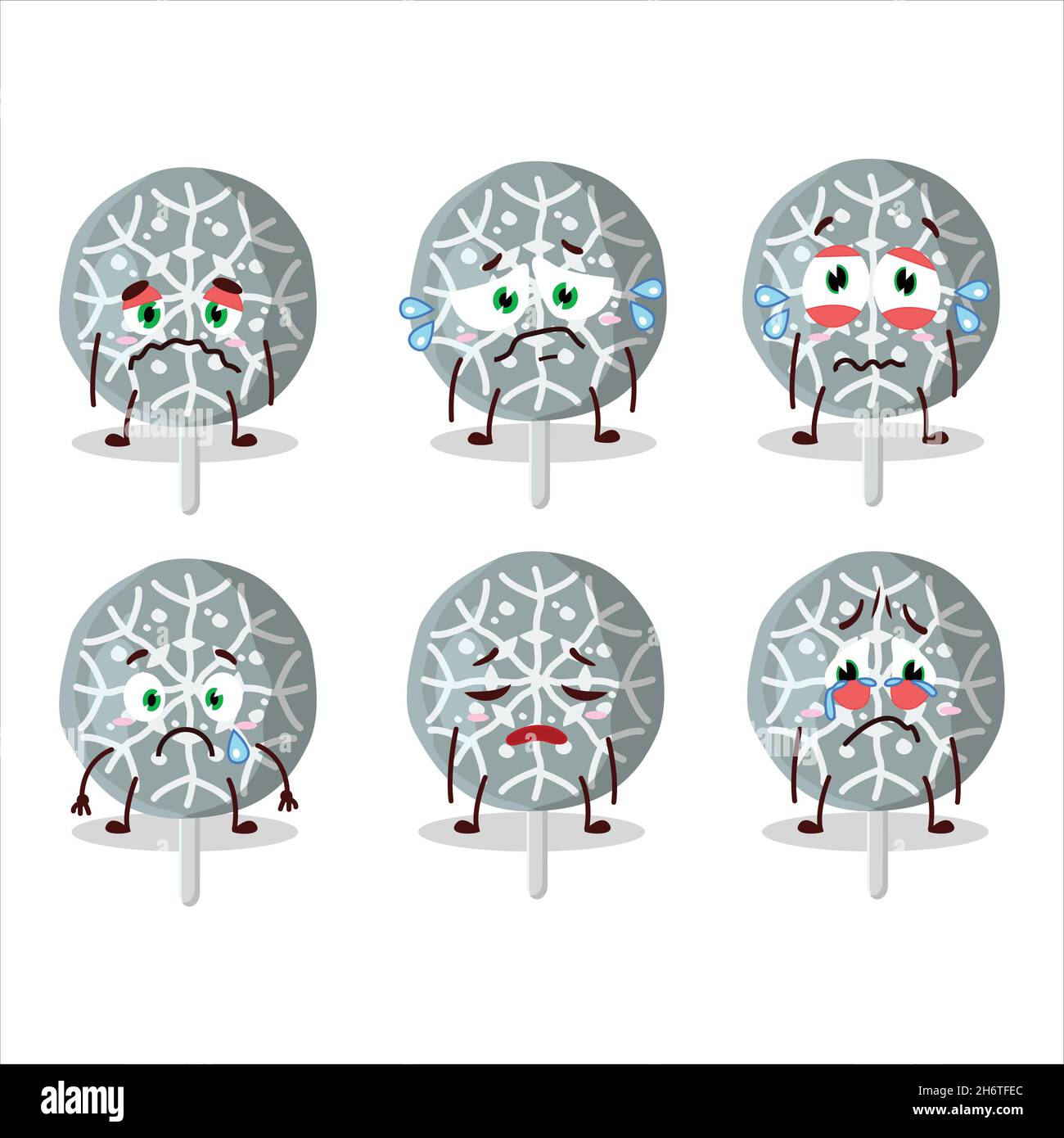 Snowflake cookies candy cartoon character with sad expression. Vector ...