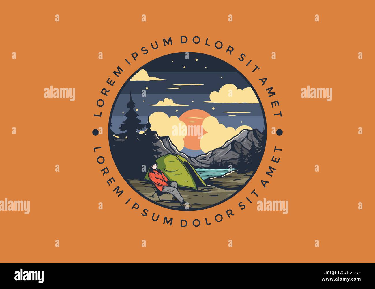 Night camp alone illustration drawing design Stock Vector Image & Art ...