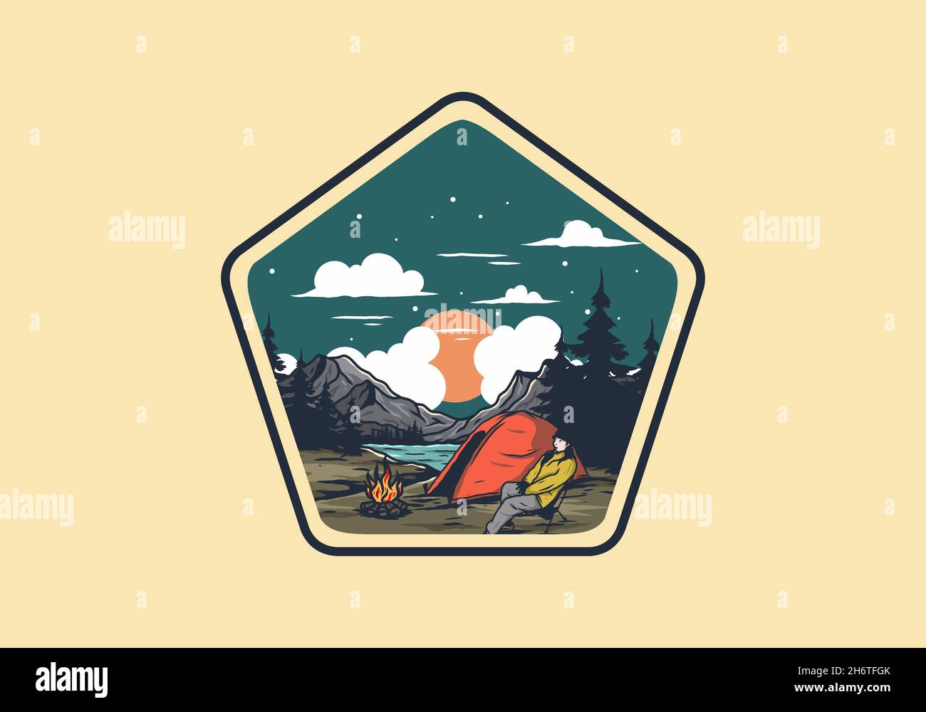 Night camp alone illustration drawing design Stock Vector Image & Art ...