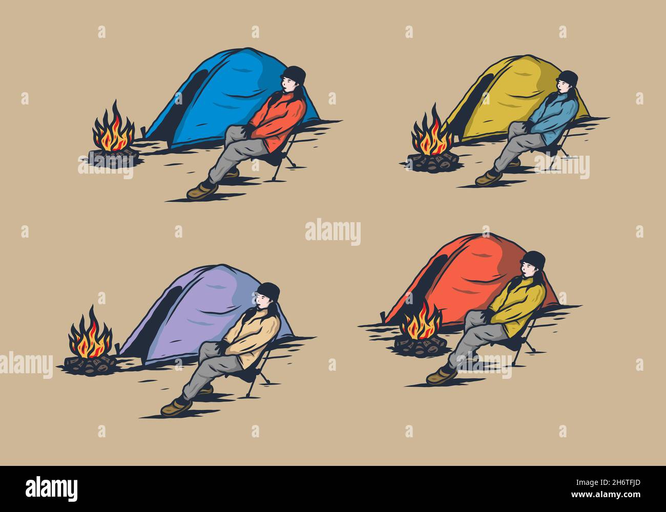Night camp alone illustration drawing design Stock Vector Image & Art ...