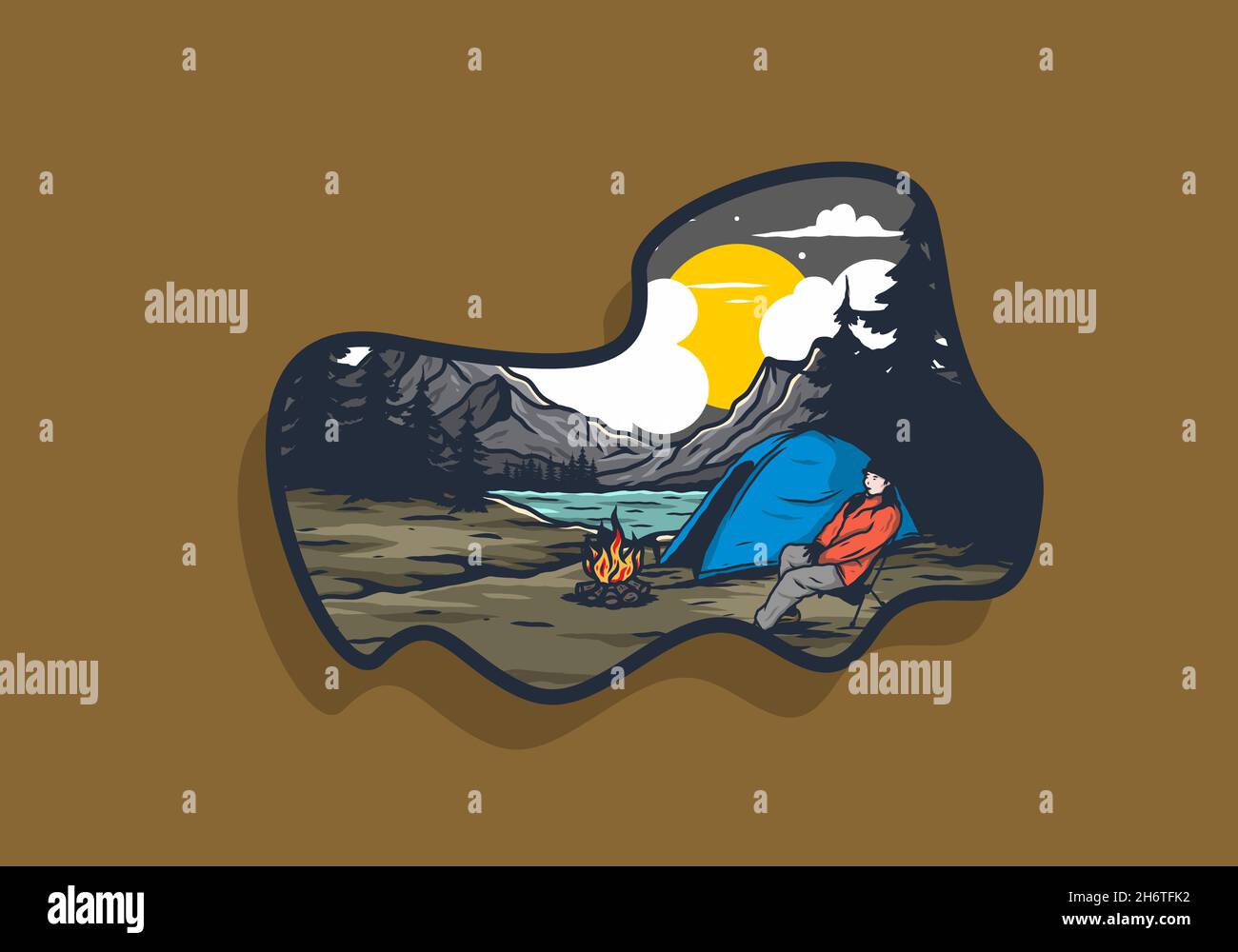 Night camp alone illustration drawing design Stock Vector Image & Art ...