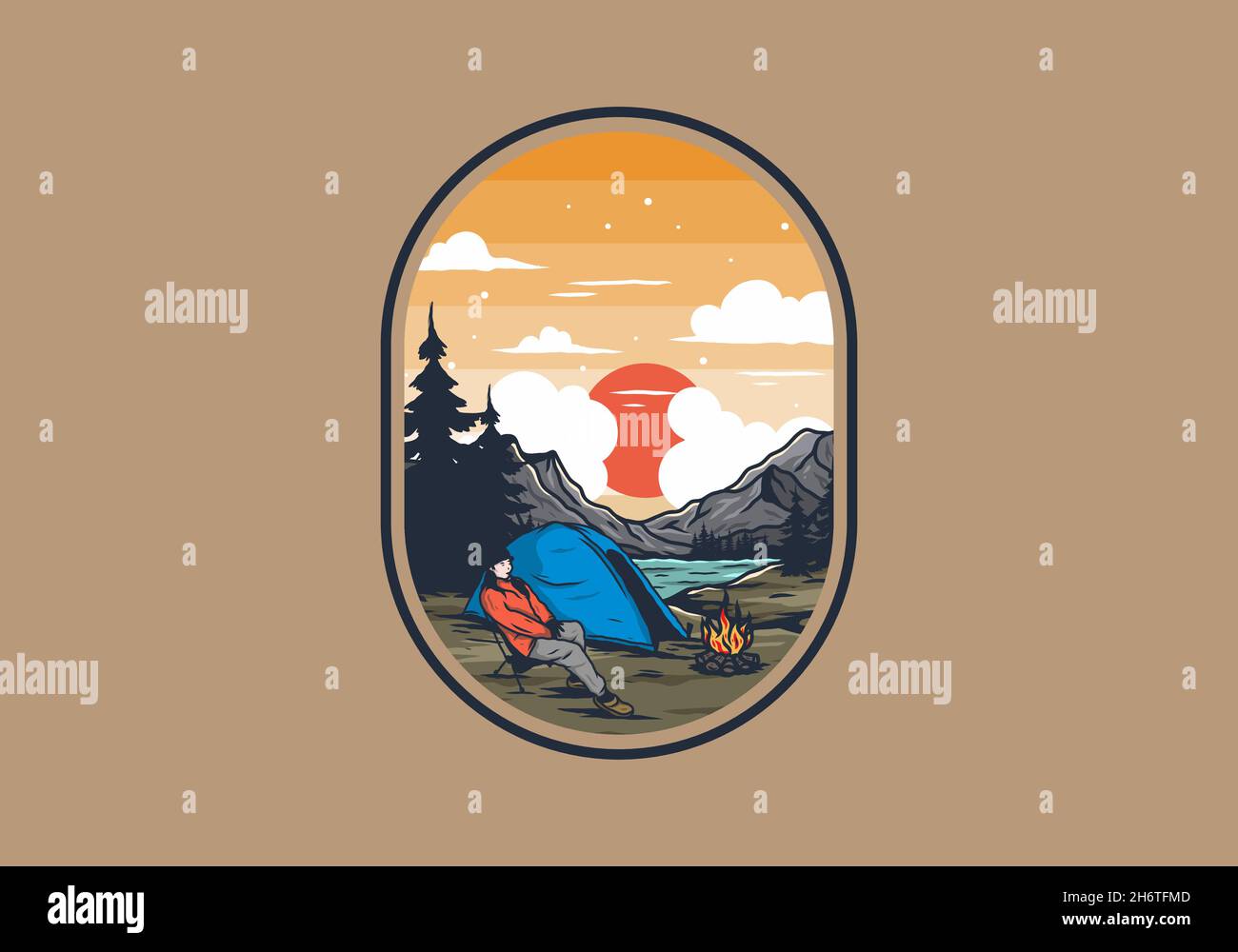Night camp alone illustration drawing design Stock Vector Image & Art ...