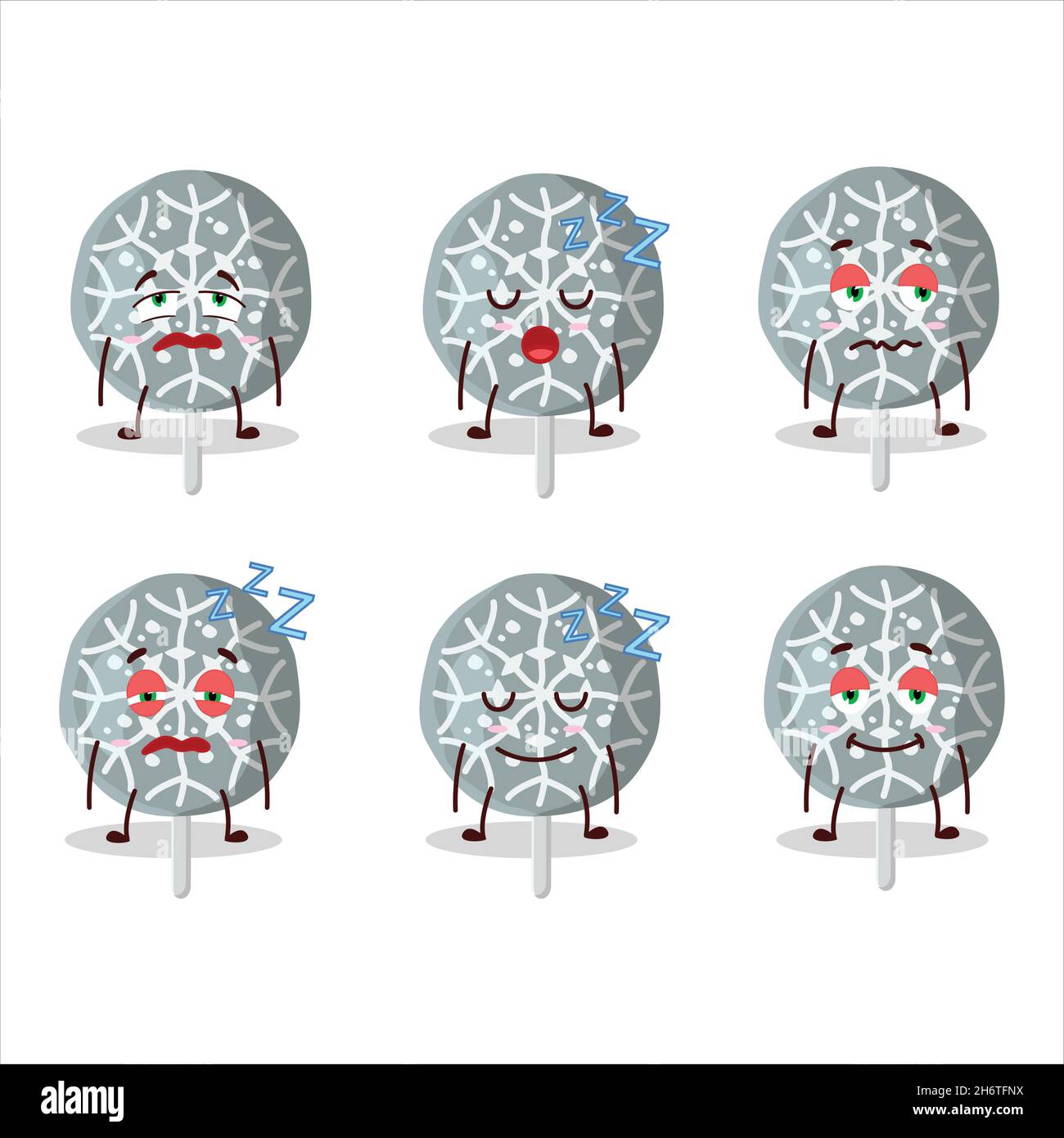 Cartoon character of snowflake cookies candy with sleepy expression ...