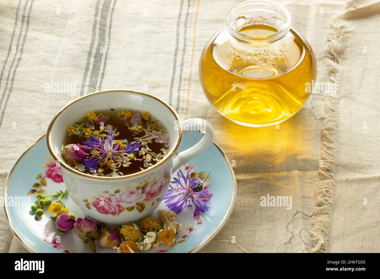 herbal tea made from various flowers Stock Photo - Alamy