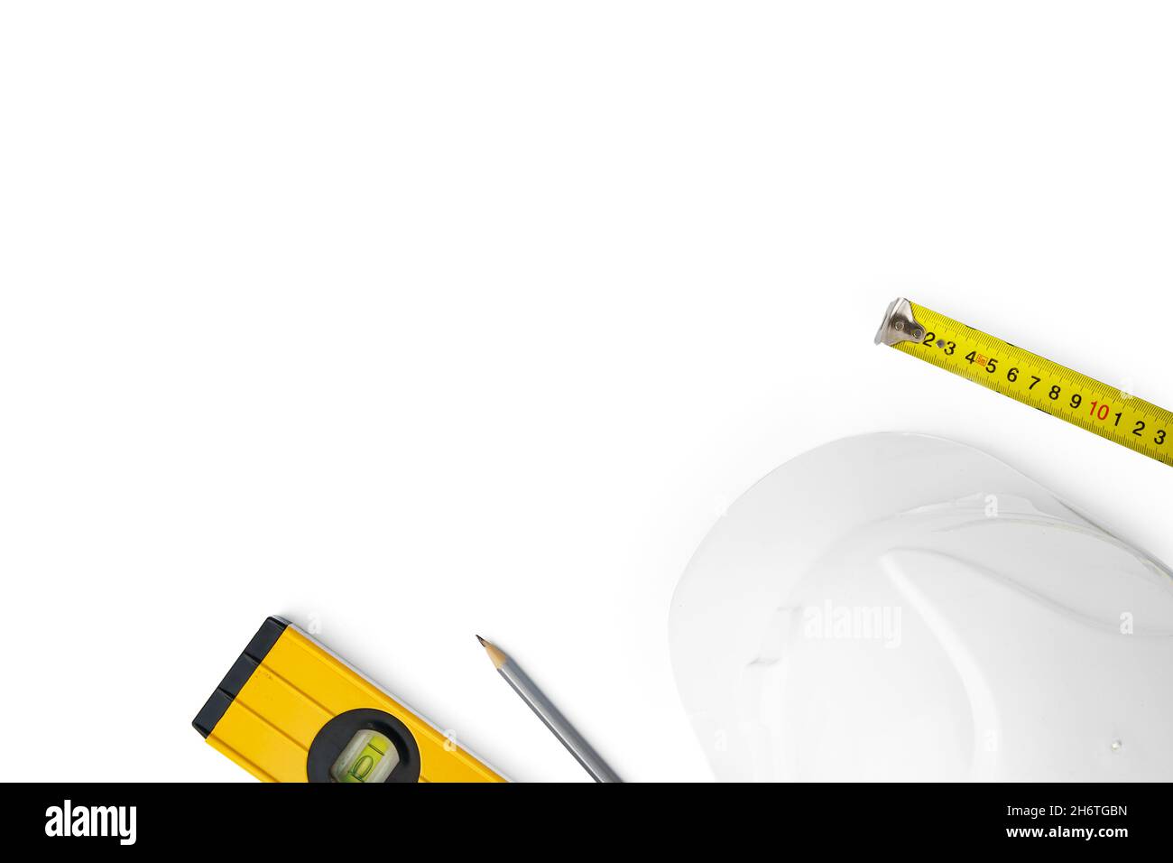 Engineer work tools isolated on white background Stock Photo - Alamy