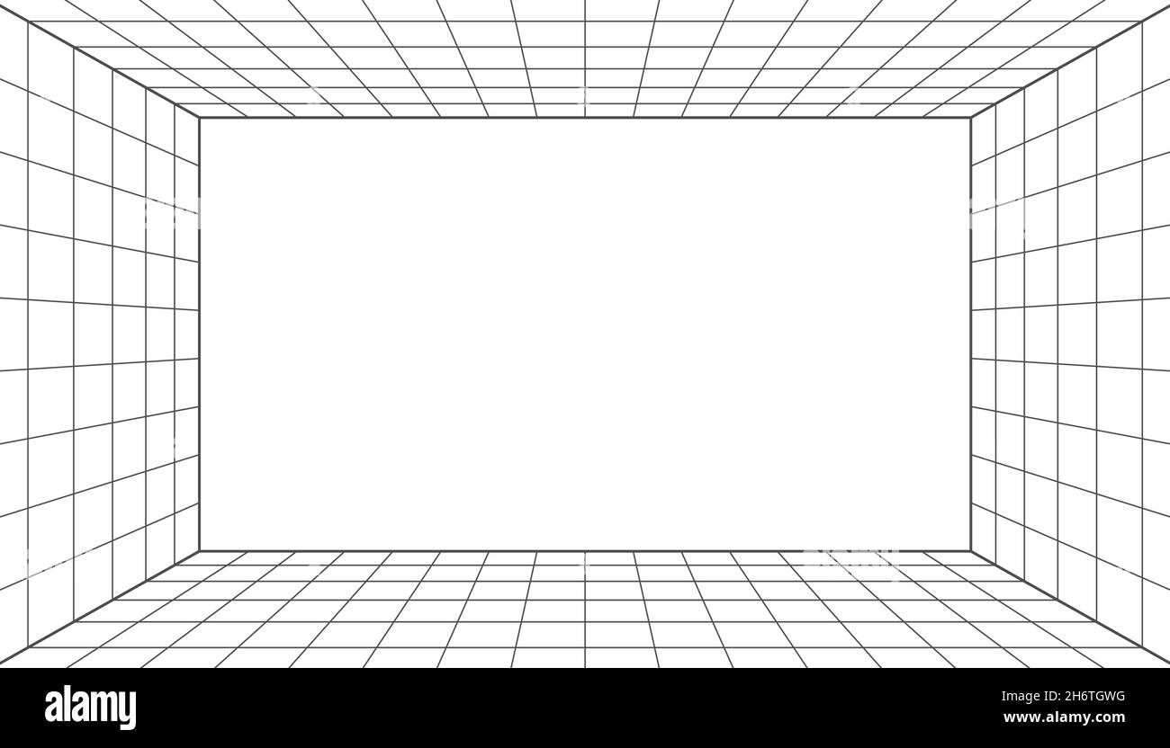 3d wireframe grid room. 3d perspective laser grid 16 9. Cyberspace ...