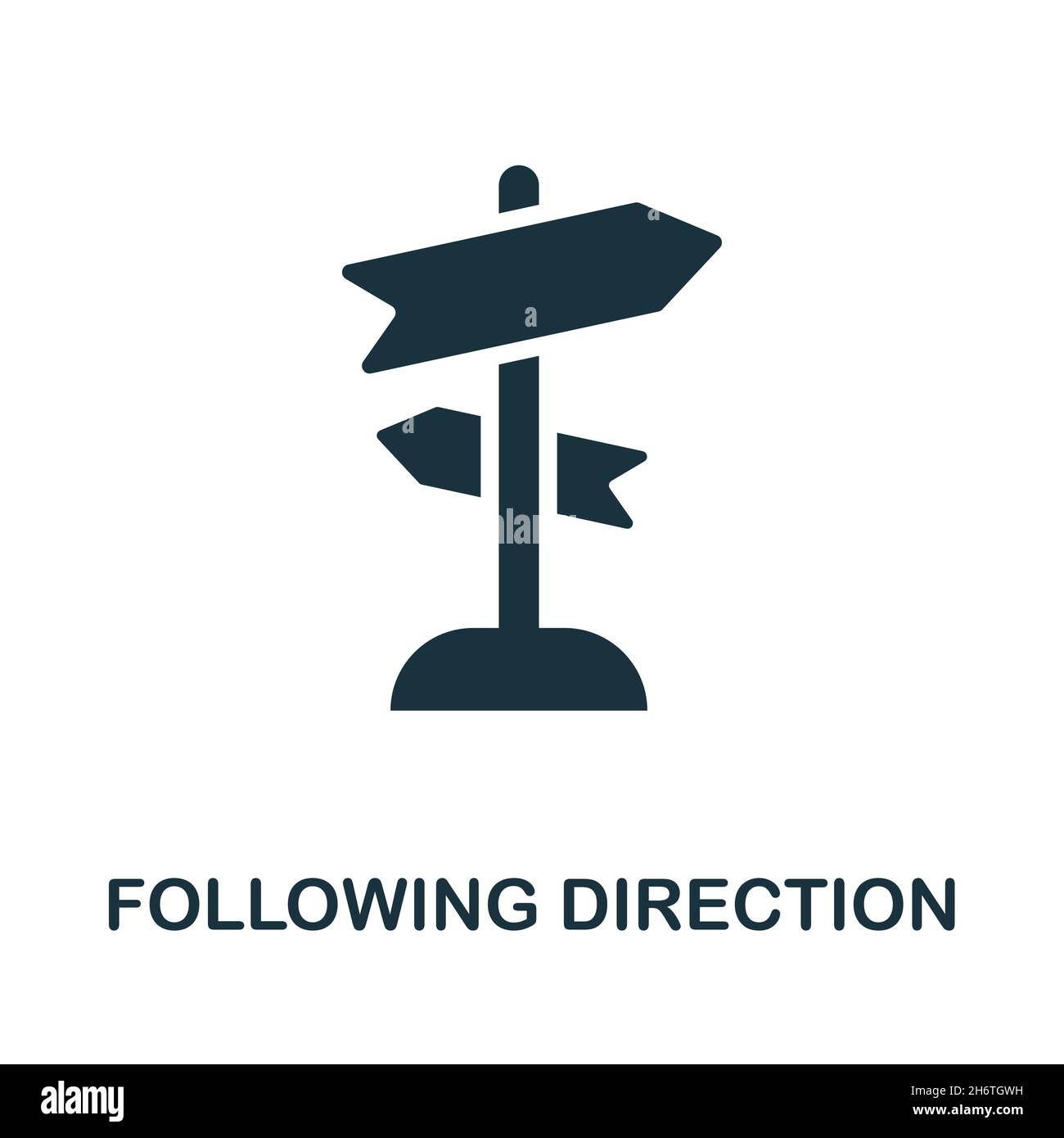 Following Direction icon. Monochrome sign from work ethic collection ...