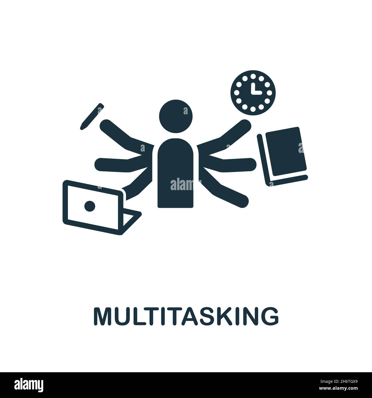Multitasking icon. Monochrome sign from work ethic collection. Creative ...