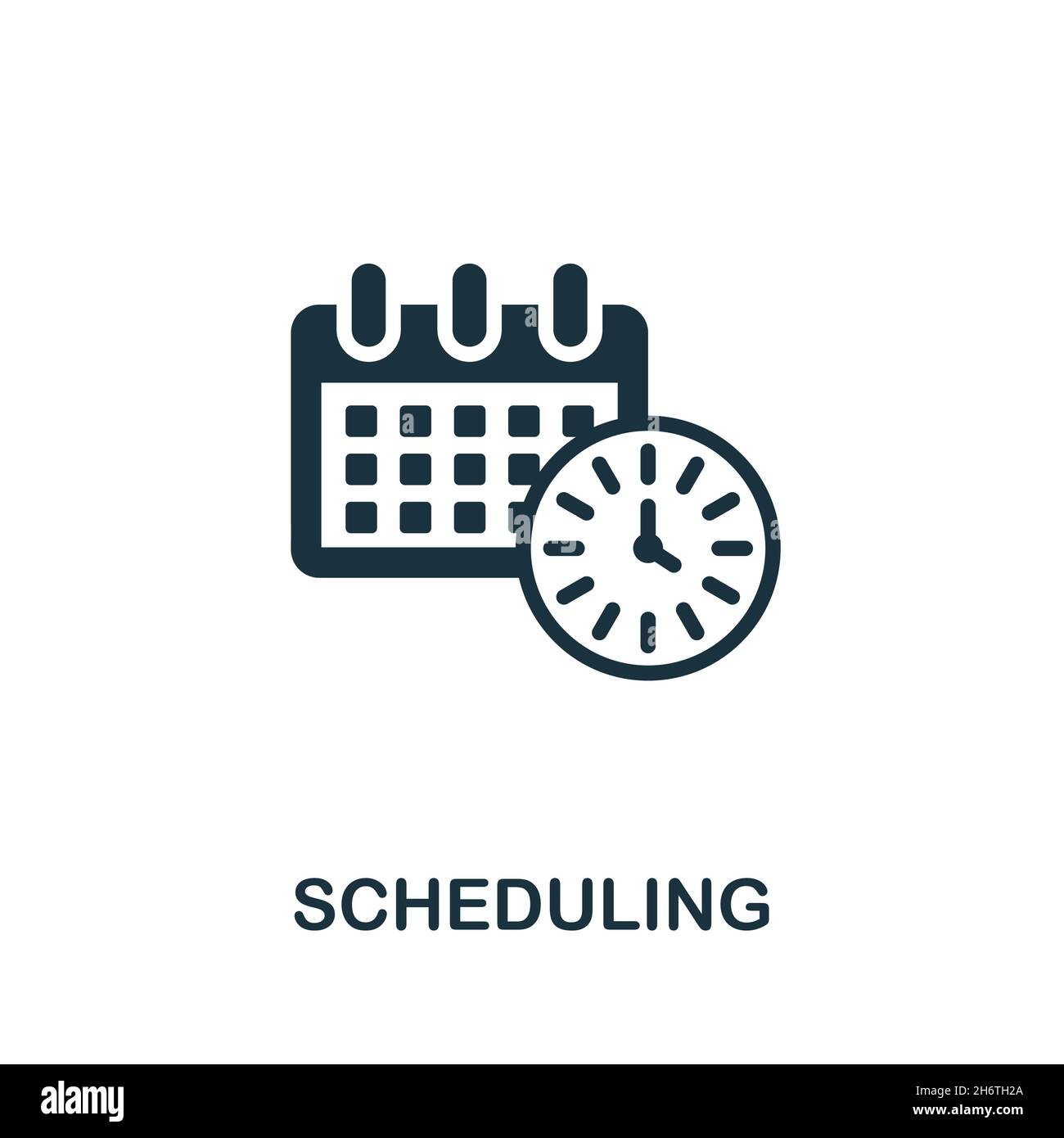 Scheduling icon. Monochrome sign from work ethic collection. Creative ...