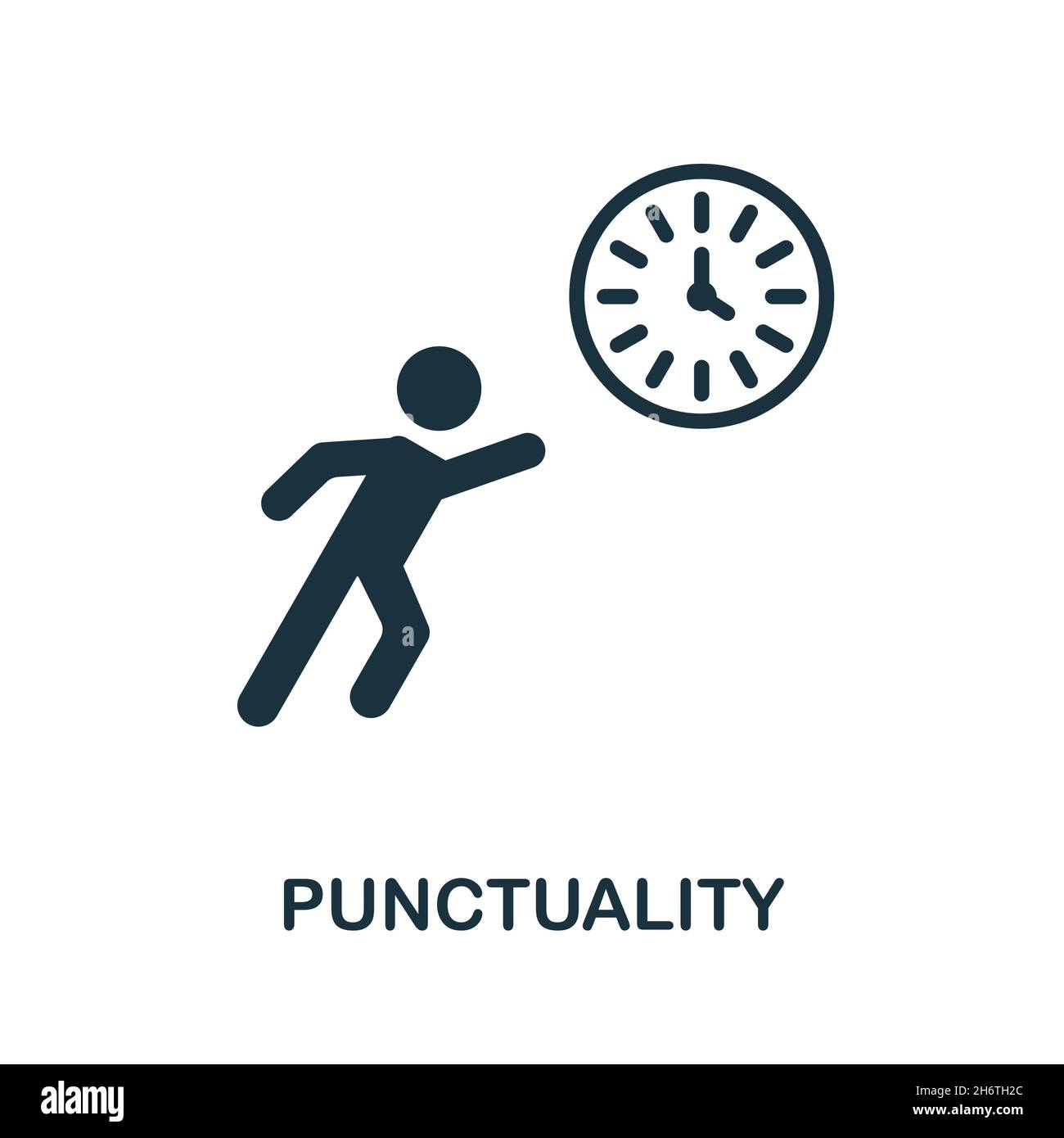 Punctuality icon. Monochrome sign from work ethic collection. Creative ...