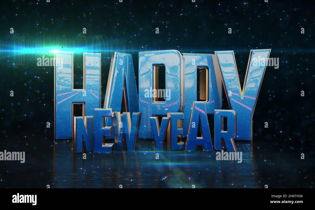 3d background with inscriptions happy new year. 3d rendering Stock ...