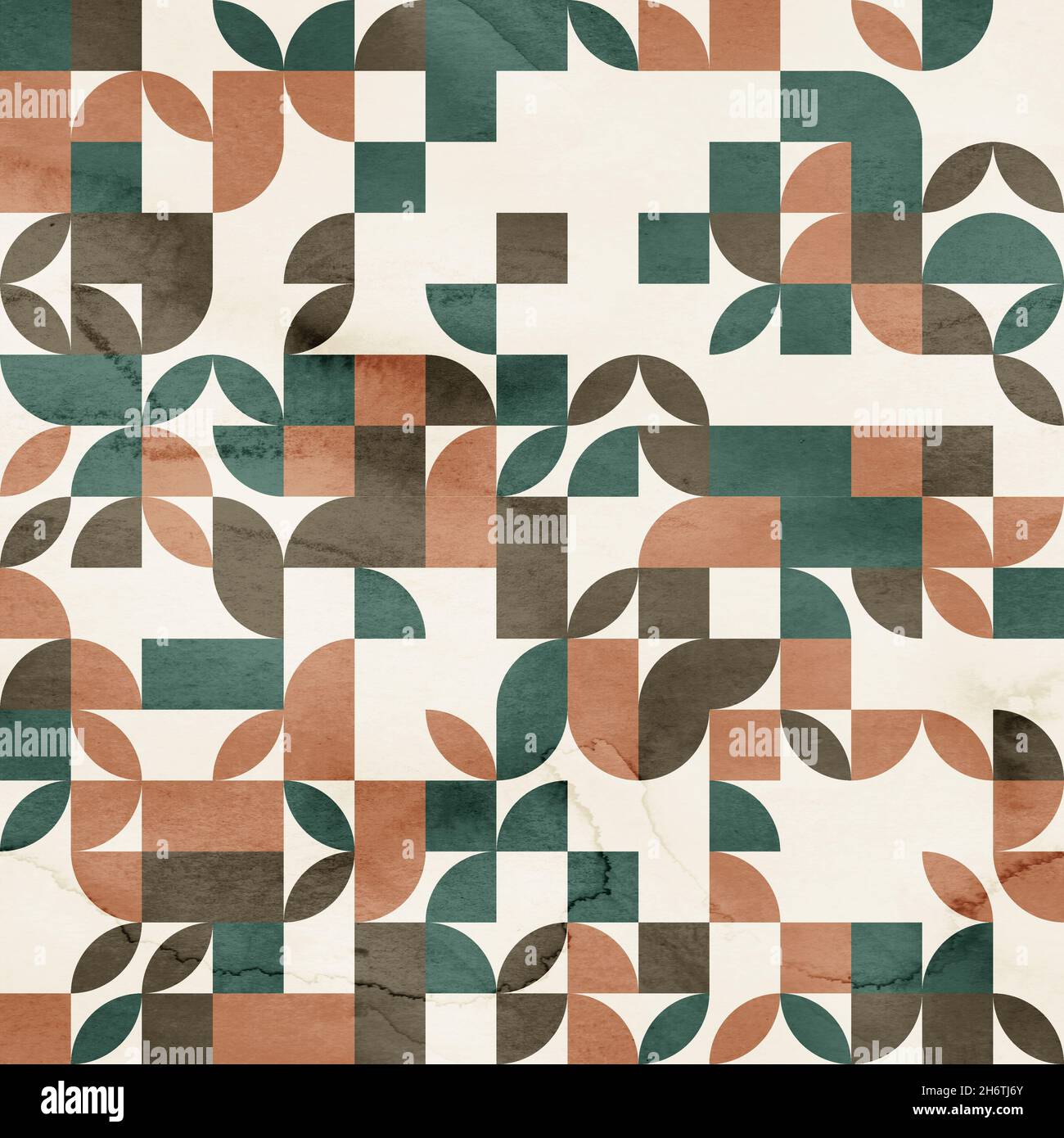 Seamless mid century retro watercolor geometric surface pattern design ...