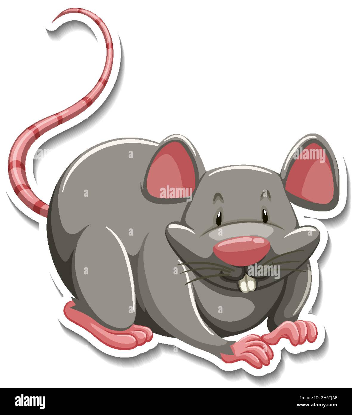 Grey mouse cartoon character sticker illustration Stock Vector Image ...