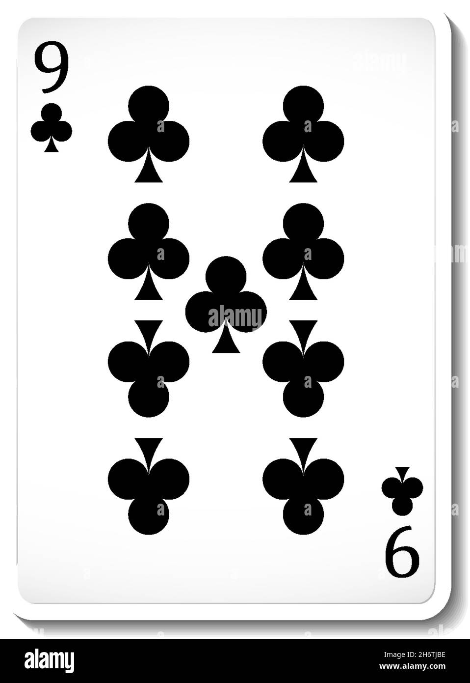 Nine of Clubs Playing Card Isolated illustration Stock Vector Image ...