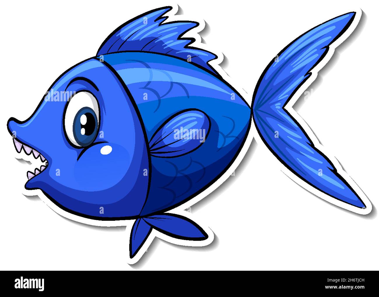Blue fish sea animal cartoon sticker illustration Stock Vector Image ...