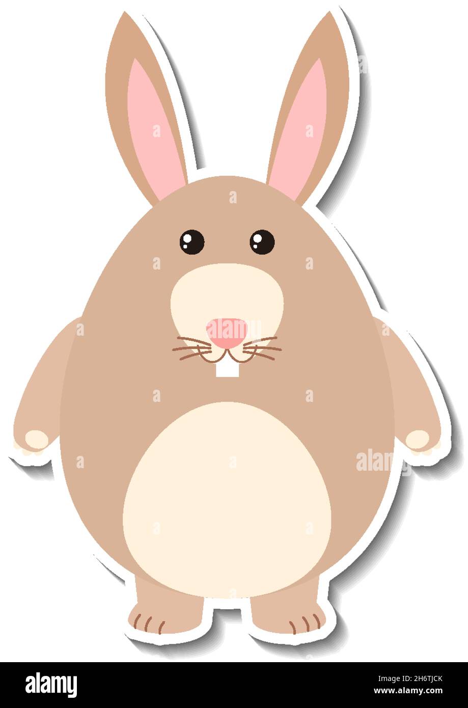 Chubby rabbit animal cartoon sticker illustration Stock Vector Image ...