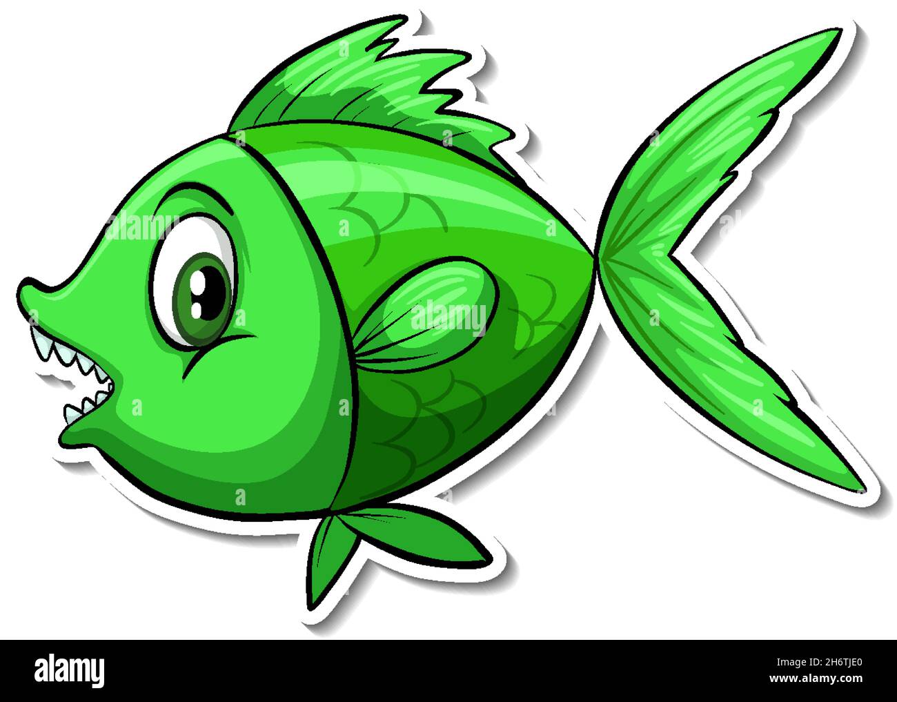 Green fish animal cartoon sticker illustration Stock Vector Image & Art ...
