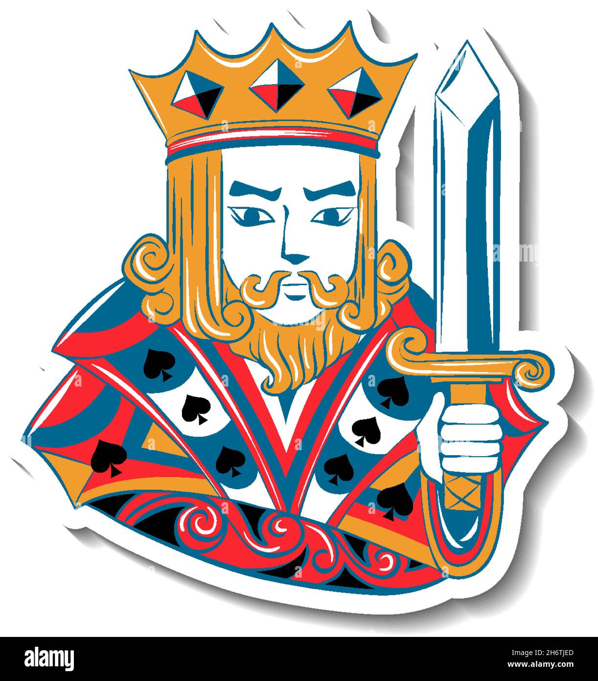 King playing card character sticker illustration Stock Vector Image ...