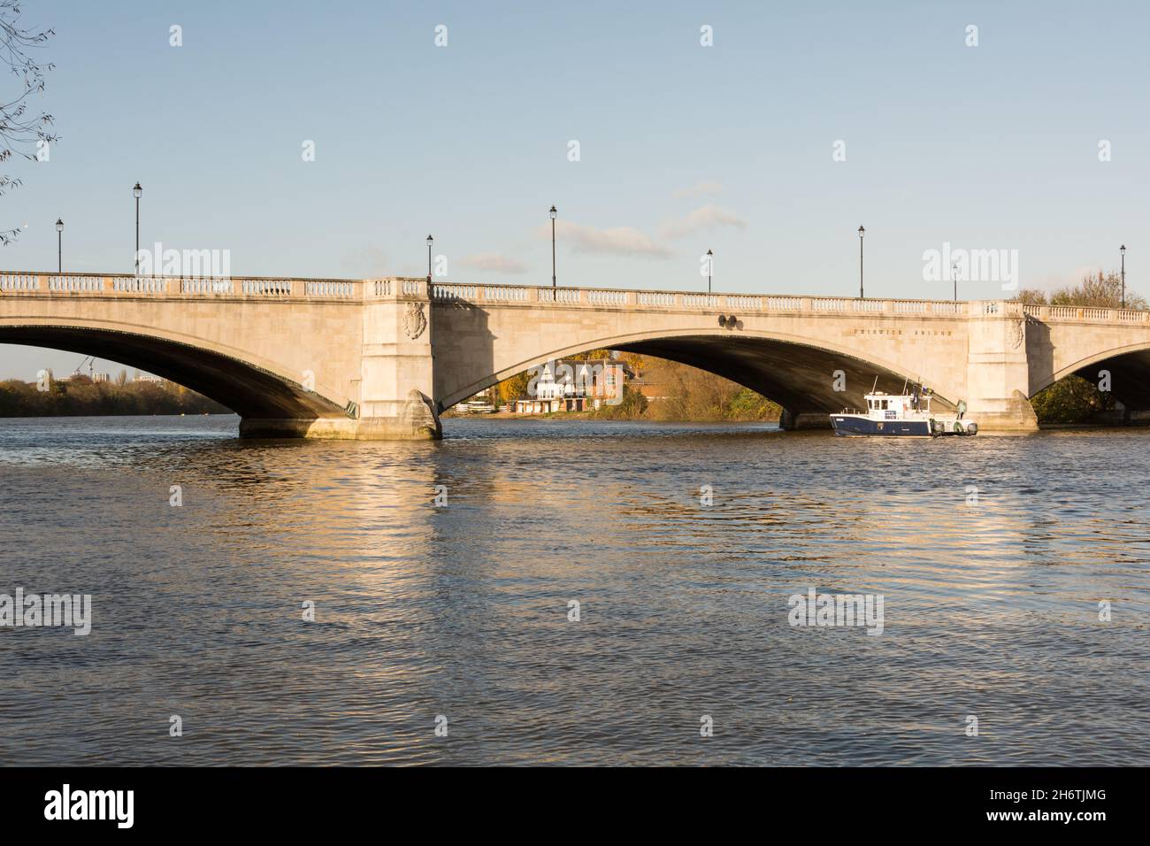 A Port of London Authority Harbour Master patrol boat passing under ...