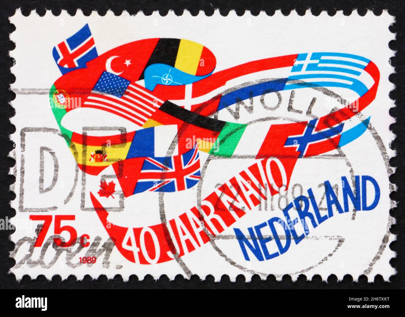 NETHERLANDS - CIRCA 1989: a stamp printed in the Netherlands shows NATO ...