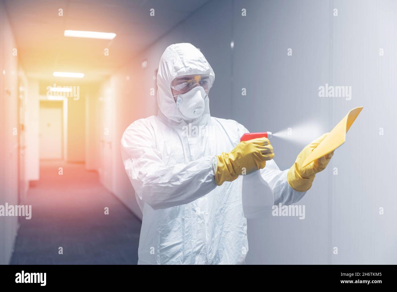 Background concept disinfection and cleaning apartments or hospital vs ...