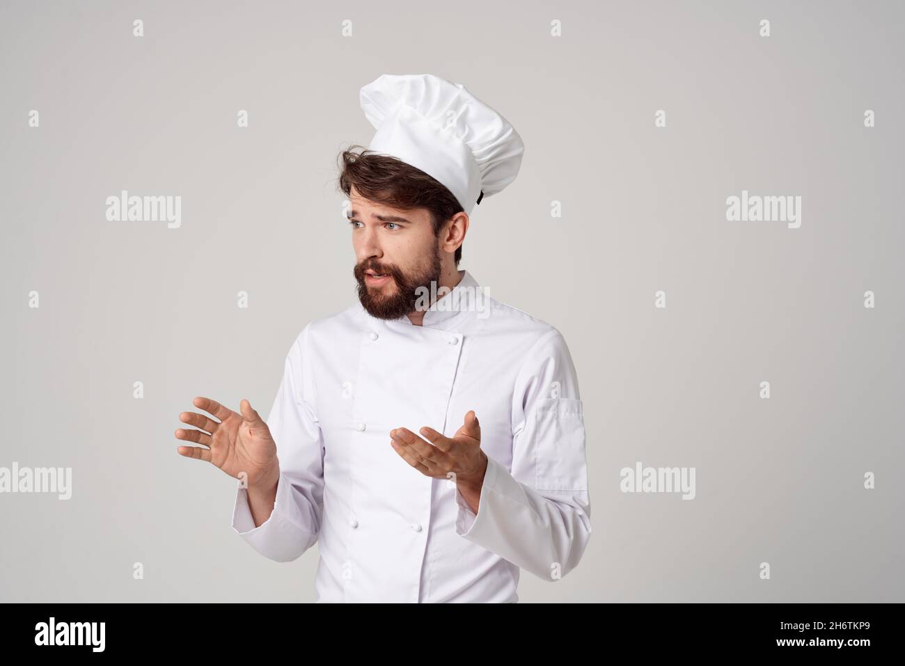 Man restaurant service Professional hand gesture light background Stock ...