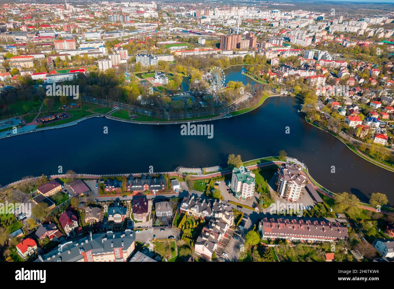 Aerial view city Kaliningrad Russia central park summer day Stock Photo ...
