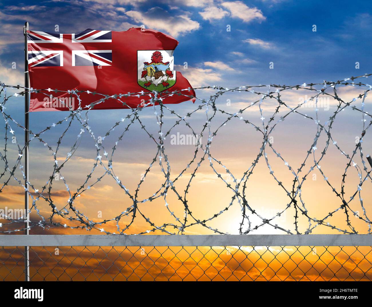 Blue sky background with bermuda flag hi-res stock photography and ...