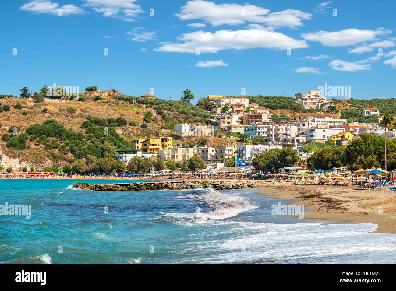 View to seaside at Kalyves village. Crete, Greece Stock Photo - Alamy