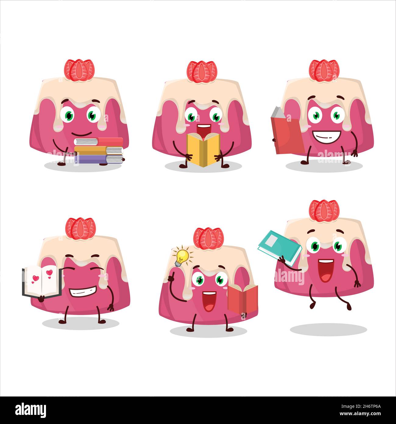 A picture of strawberry pudding cake cartoon character concept reading ...